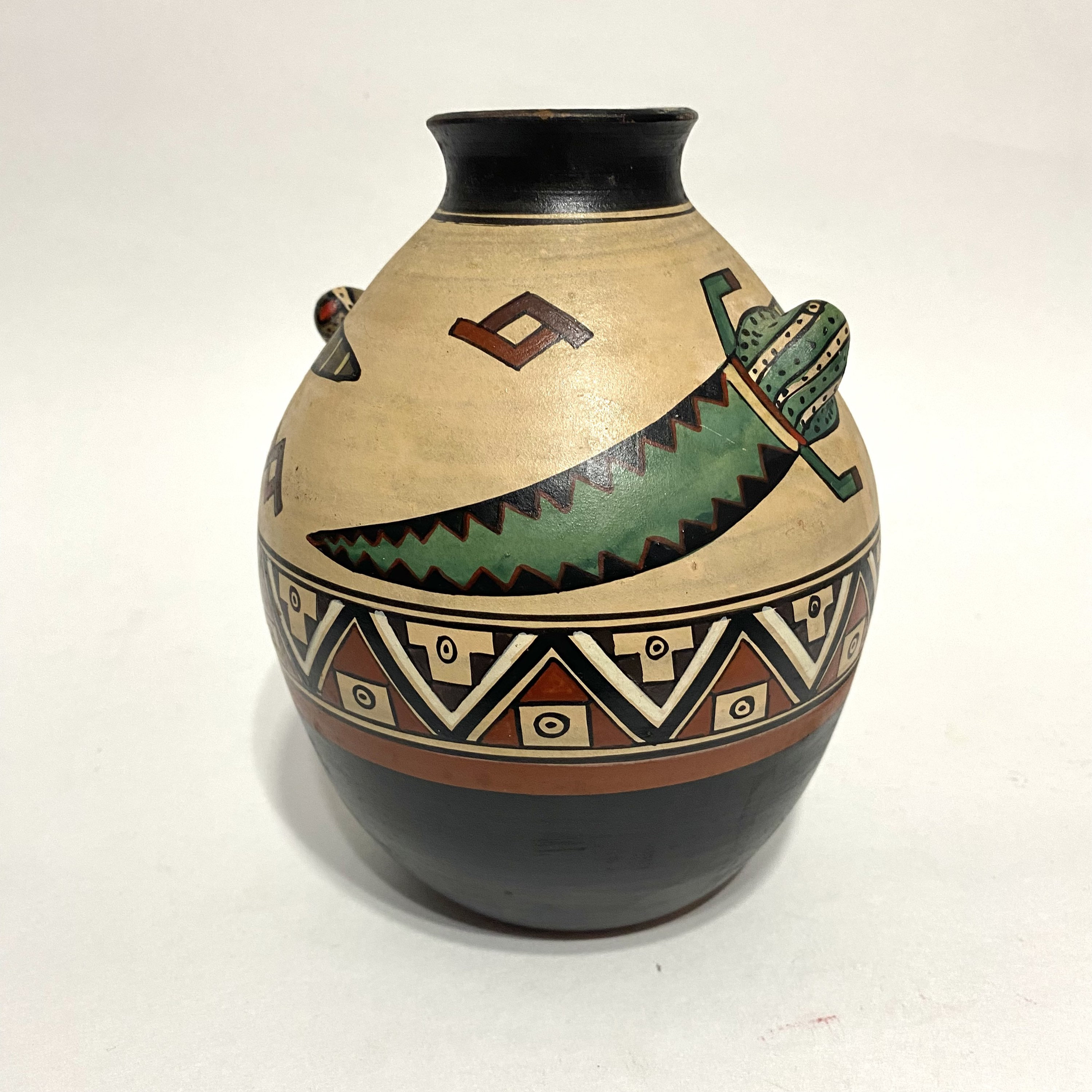 Vintage Clay Vase Aztec Pattern Mexican Style Earth-tone Vase | Etsy