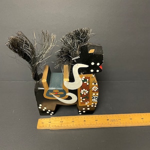 Vintage Large Horse Yawata-uma Lucky Horse Wooden Figurine Japanese ...