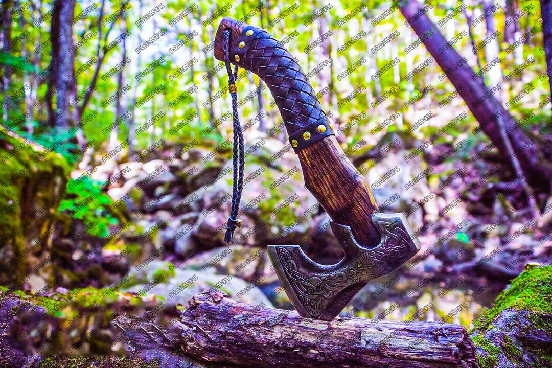 Custom Handmade Viking Axe: Carbon Steel Throwing Hatchet, Leather ...