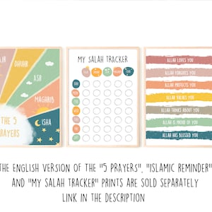 5 Daily Prayers Arabic Kids Print: Islamic Children's Wall Art (digital ...