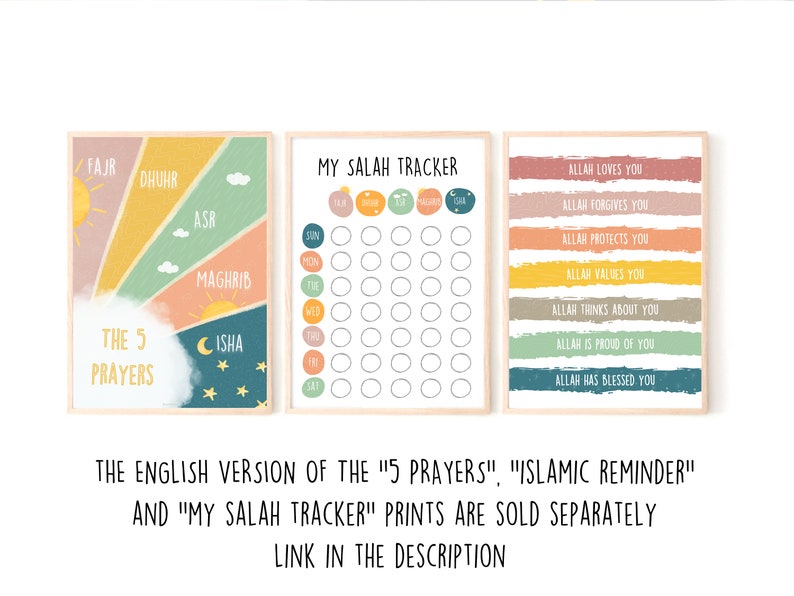 5 Daily Prayers Arabic Kids Print: Islamic Children's Wall Art (digital ...