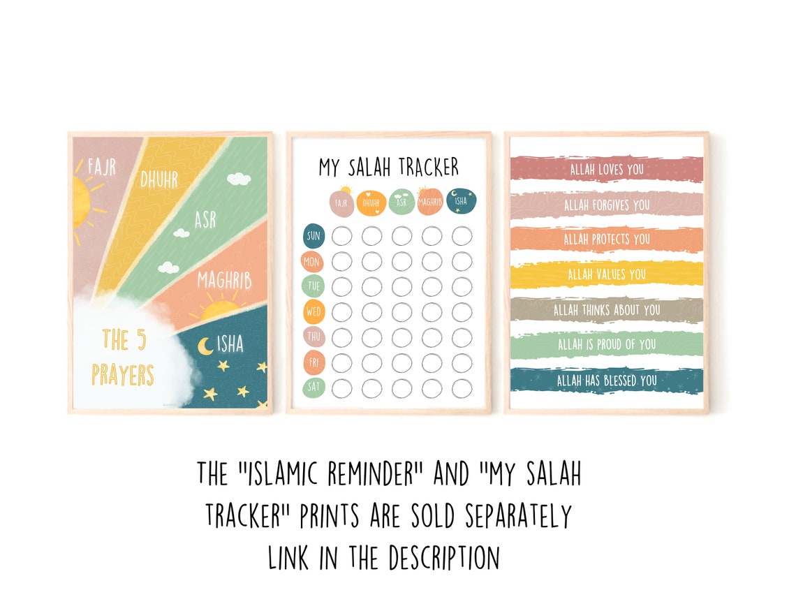 5 Daily Prayers Print Islamic Kids Print Children Wall Art - Etsy