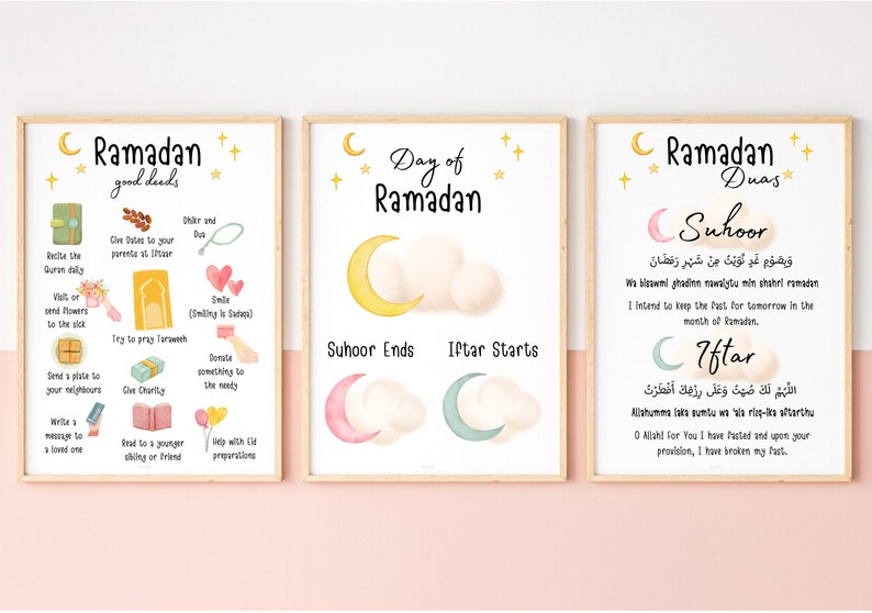 Ramadan Prints Set: Suhoor, Iftar, Duas, Good Deeds (printable PDF) - Etsy