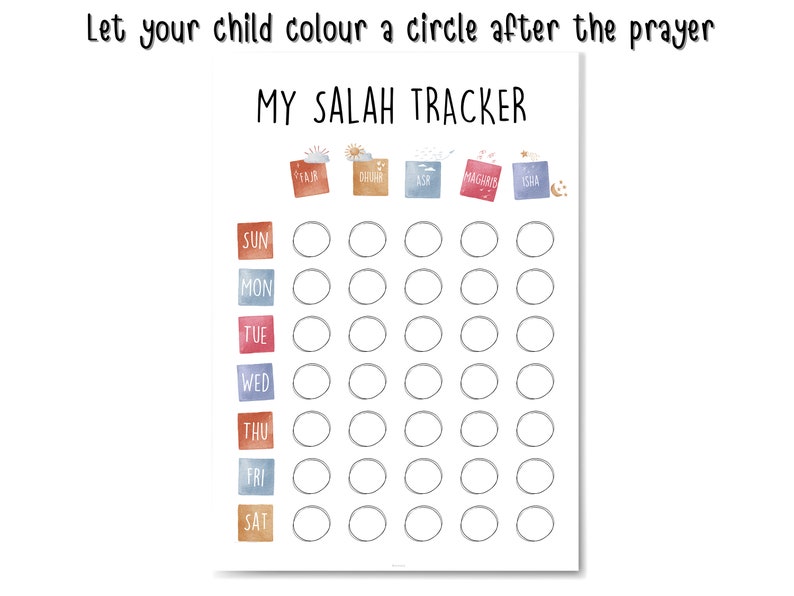 Salah Tracker Kids Prayer Tracker Islamic Wall Art Islamic Kids Print ...