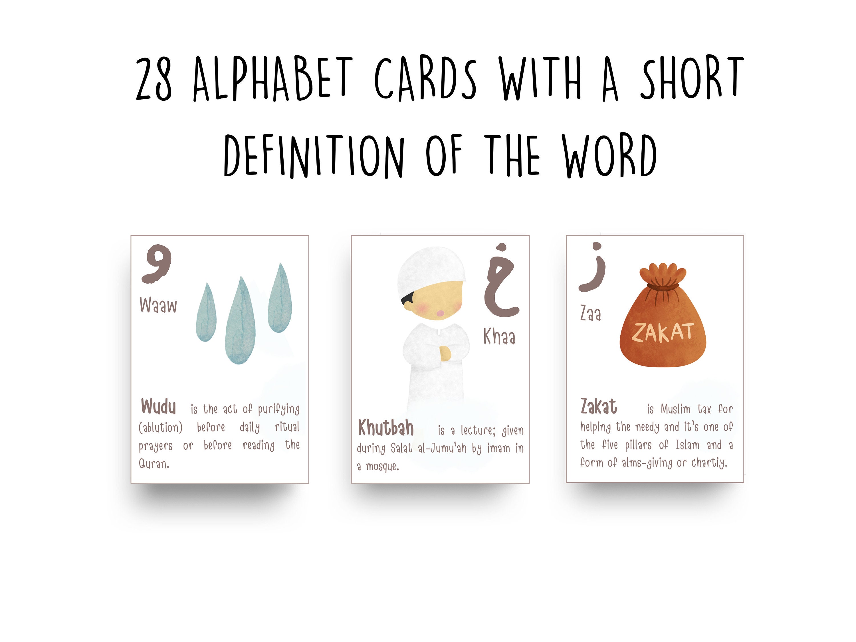 Arabic Alphabet Cards Islamic Cards for Kids Islamic - Etsy UK