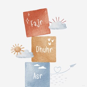 5 Daily Prayers Print | Islamic Kids Print | Islamic Wall Art | Islamic ...