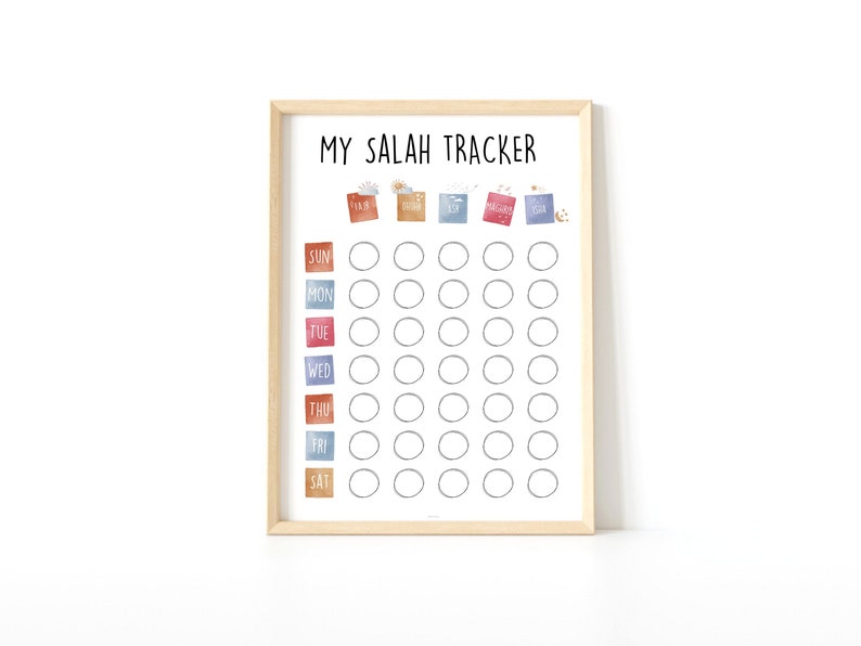 Salah Tracker Kids Prayer Tracker Islamic Wall Art Islamic Kids Print ...