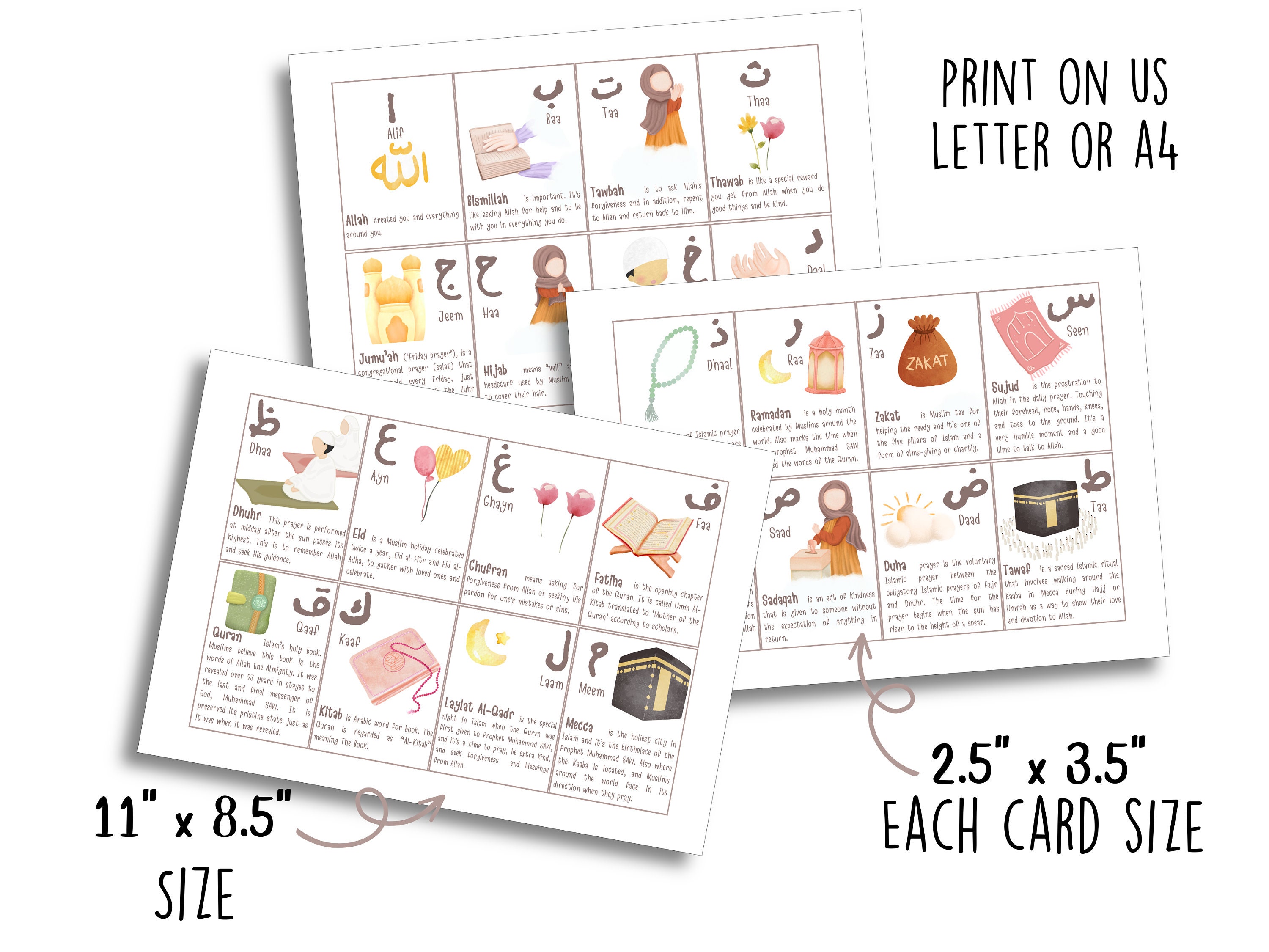 Arabic Alphabet Cards Islamic Cards for Kids Islamic - Etsy UK