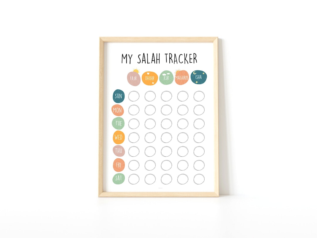 Kids Salah Tracker: Islamic Nursery Art, Printable Poster (digital ...