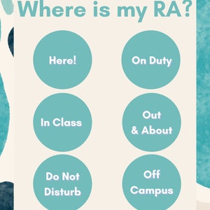 RA Door Sign Editable Blue Resident Advisor Sign | Digital Download ...
