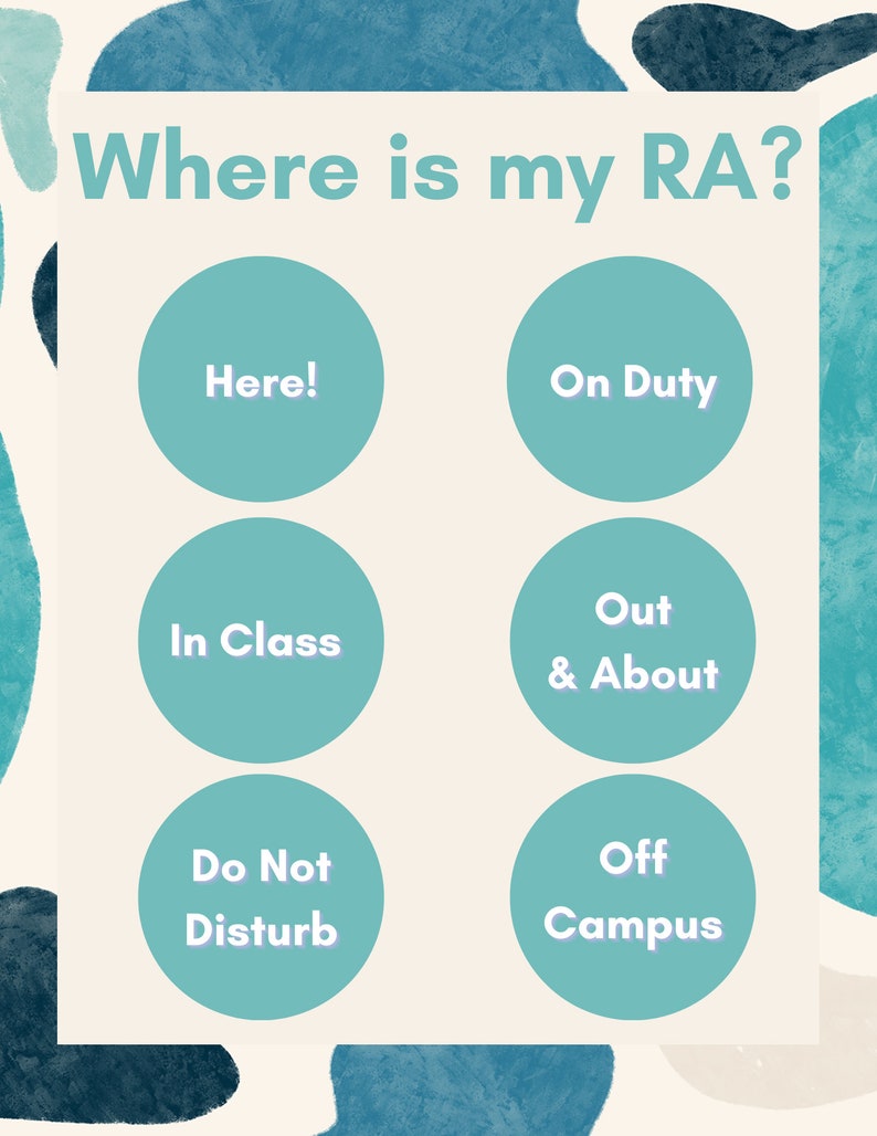 RA Door Sign Editable Blue Resident Advisor Sign | Digital Download | College | Resident ...
