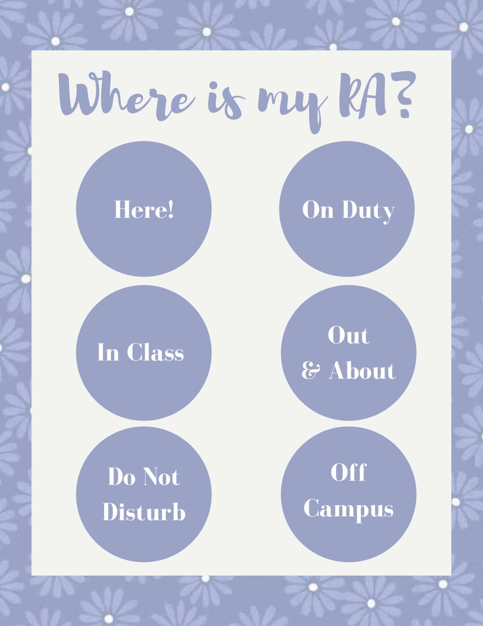 RA Door Sign Editable Resident Advisor Sign Made to Order Digital ...