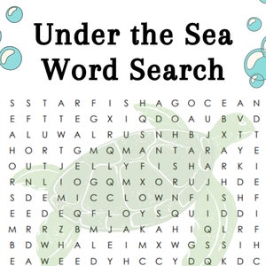 Under the Sea Word Search | Kids and Adults | Classroom Games | Party ...