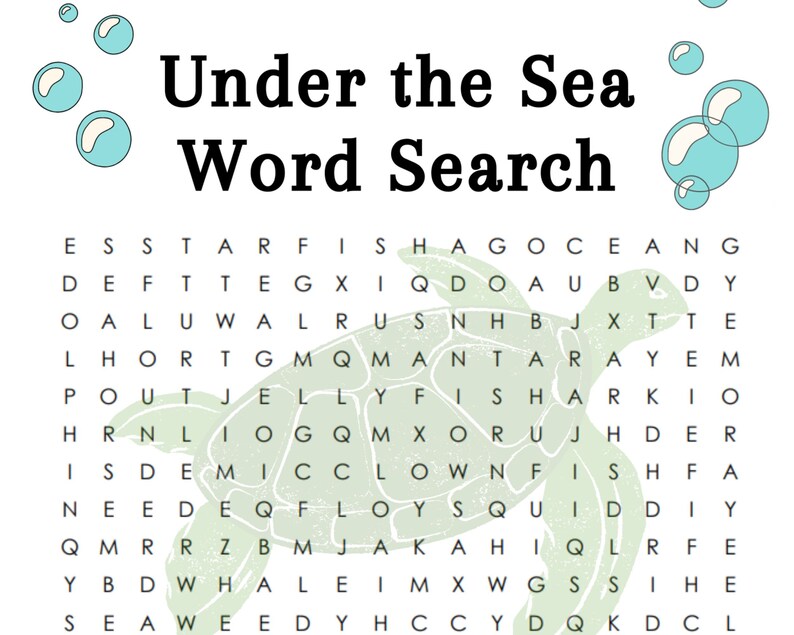 Under the Sea Word Search | Kids and Adults | Classroom Games | Party ...