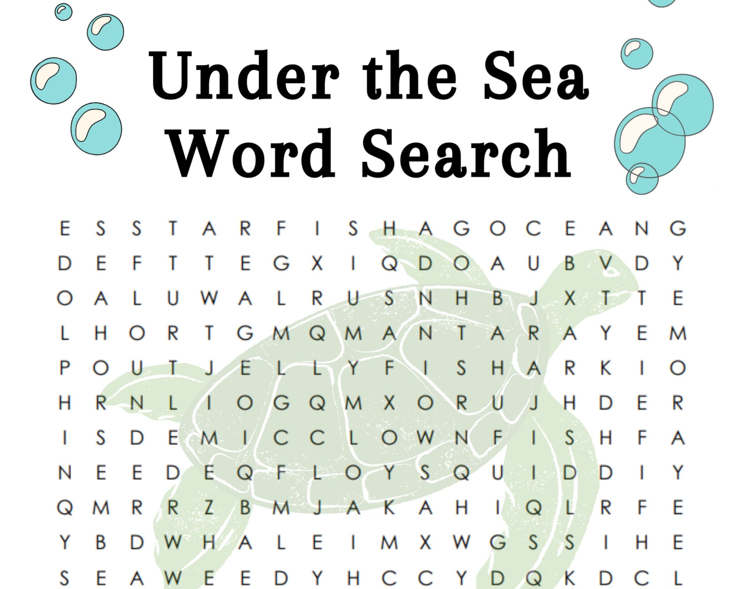 Under the Sea Word Search | Kids and Adults | Classroom Games | Party ...