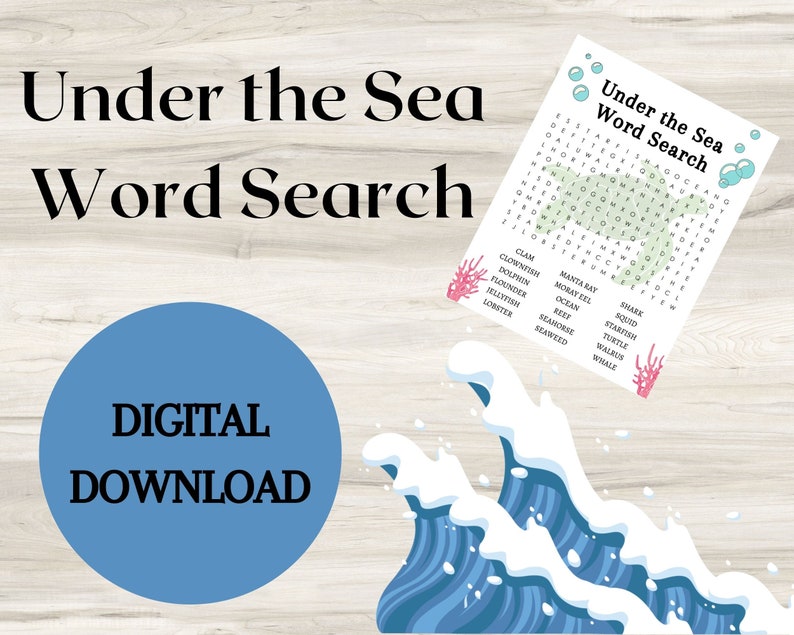 Under the Sea Word Search | Kids and Adults | Classroom Games | Party ...