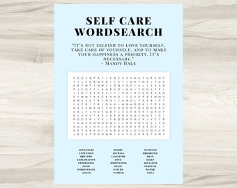 Self Care Word Search - Etsy