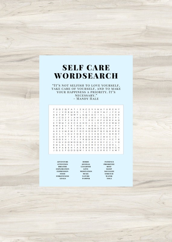 Self Care Word Search practice self care prioritize your | Etsy