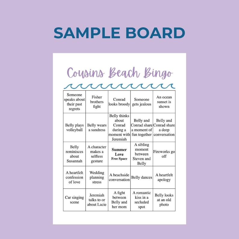 The Summer I Turned Pretty Season 3 Bingo Watch Party Game Printable ...