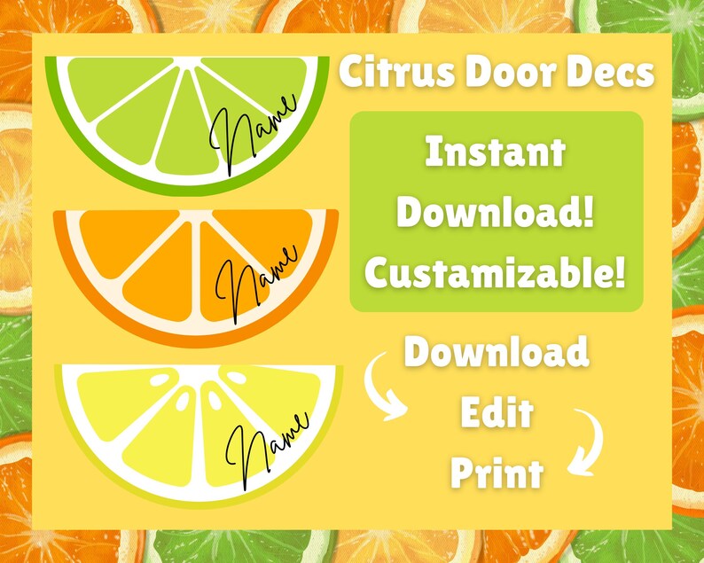 Citrus Door Decs | Customizable Name Tags | Digital Download | RA Door ...
