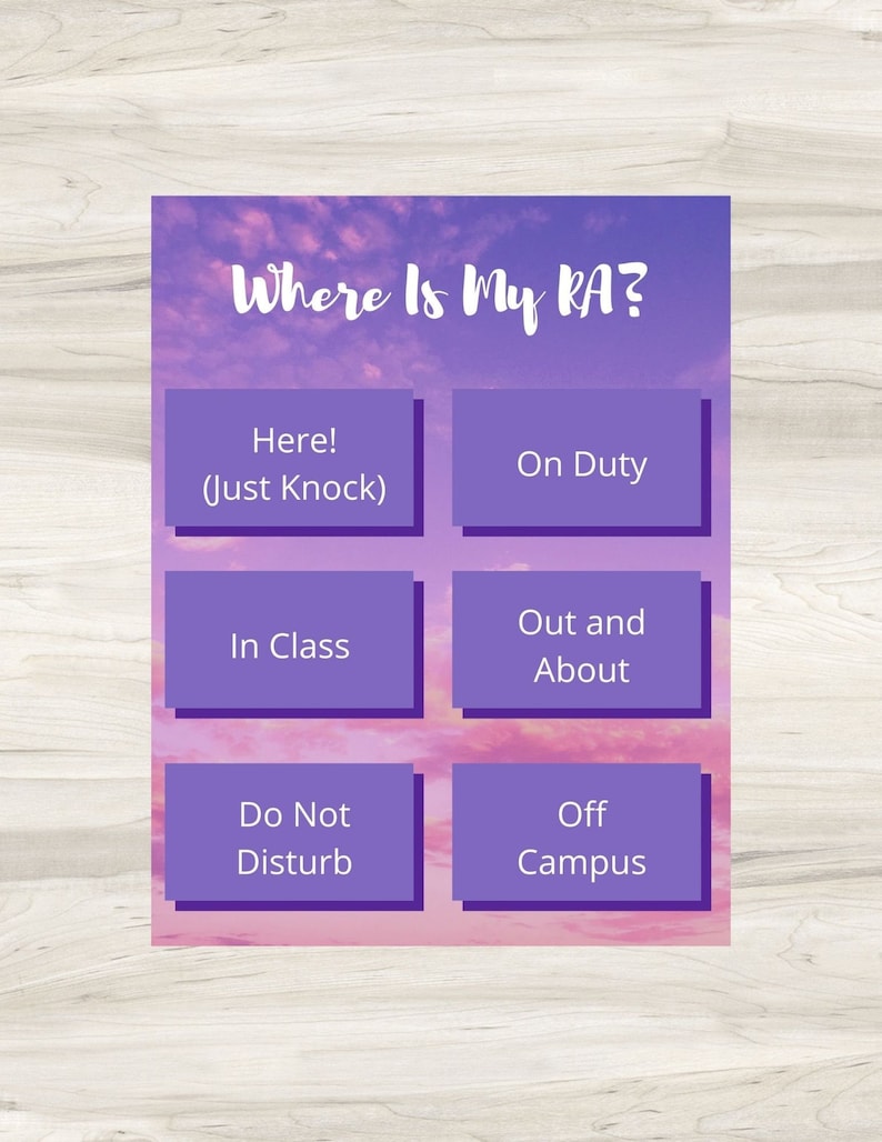 RA Door Sign College Student Resident Advisor Sign Digital Download ...