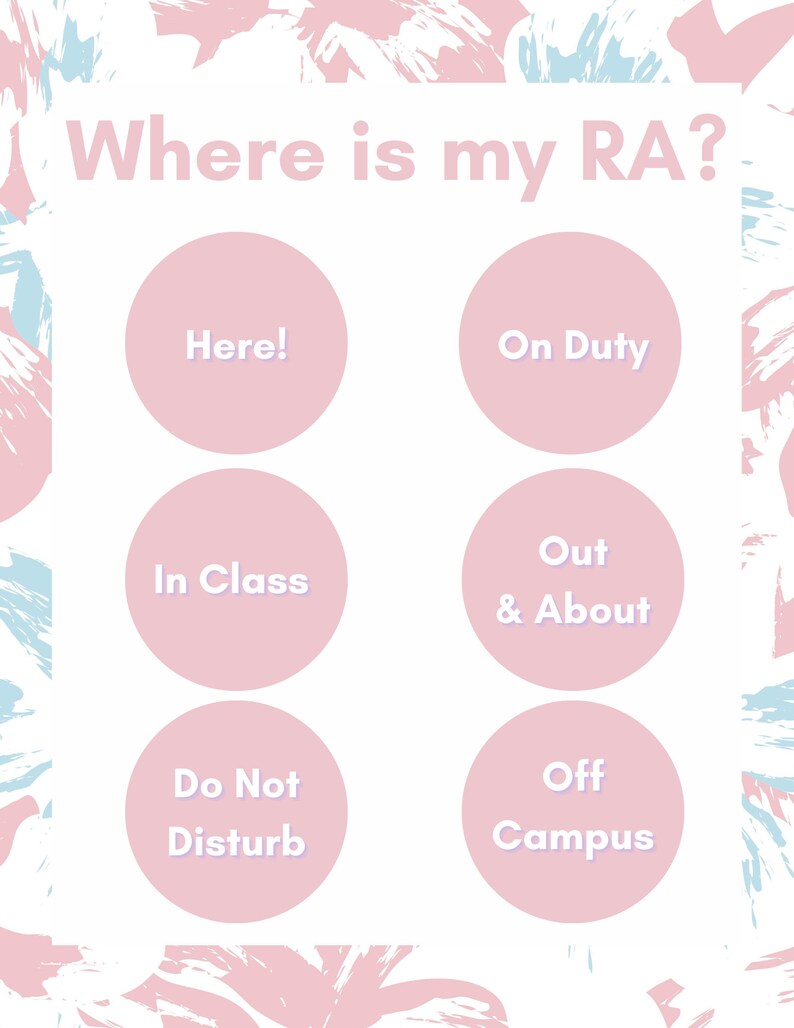 RA Door Sign Editable Pink Floral Resident Advisor Sign | Digital ...