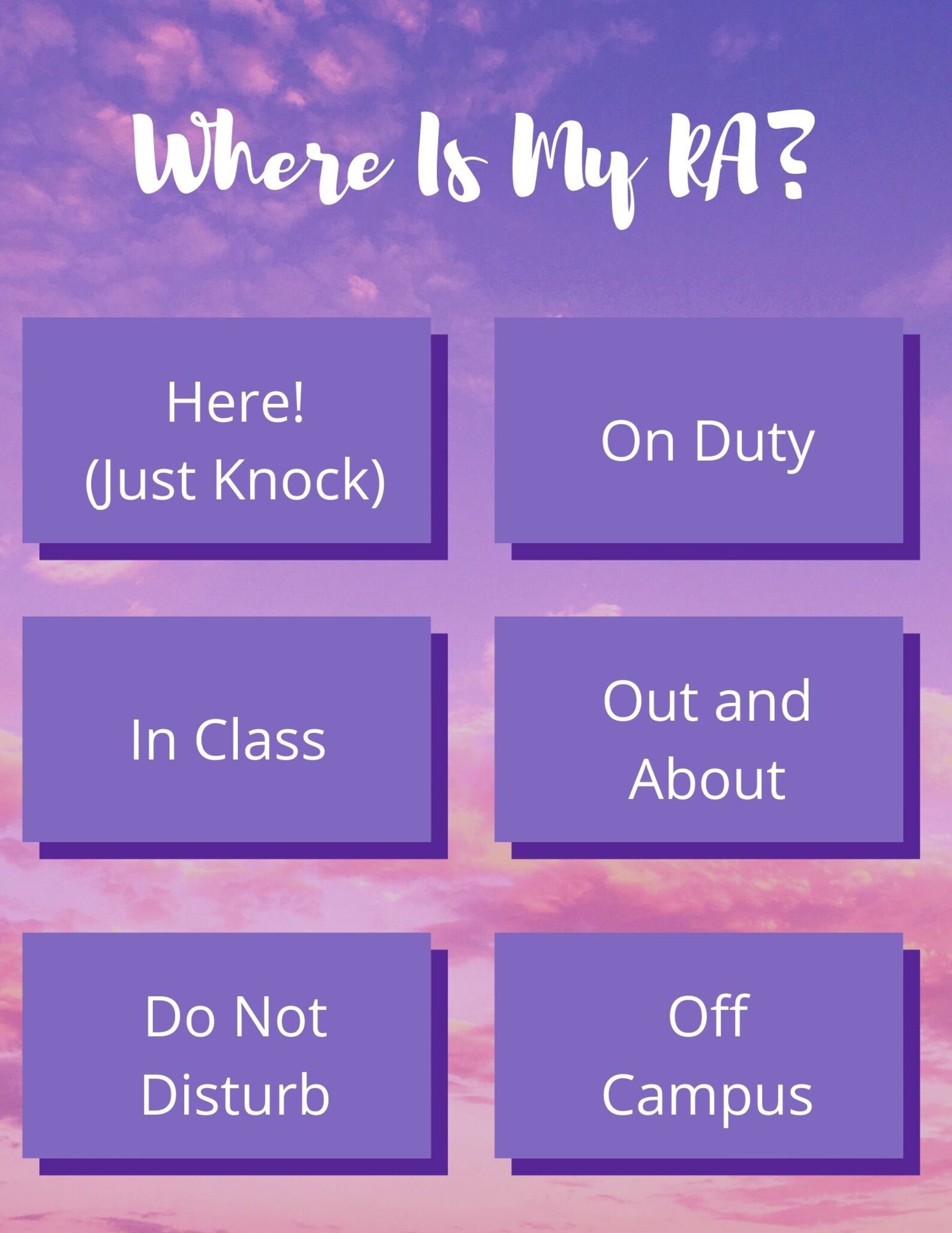 RA Door Sign College Student Resident Advisor Sign Digital Download ...