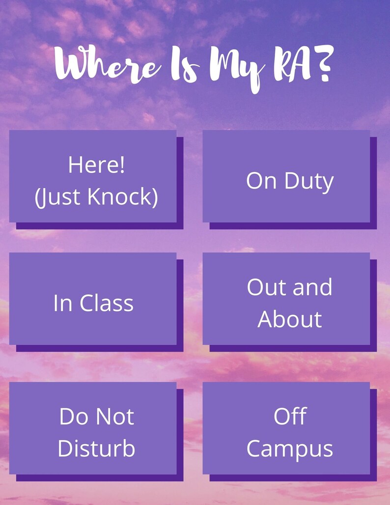 RA Door Sign College Student Resident Advisor Sign Digital Download ...