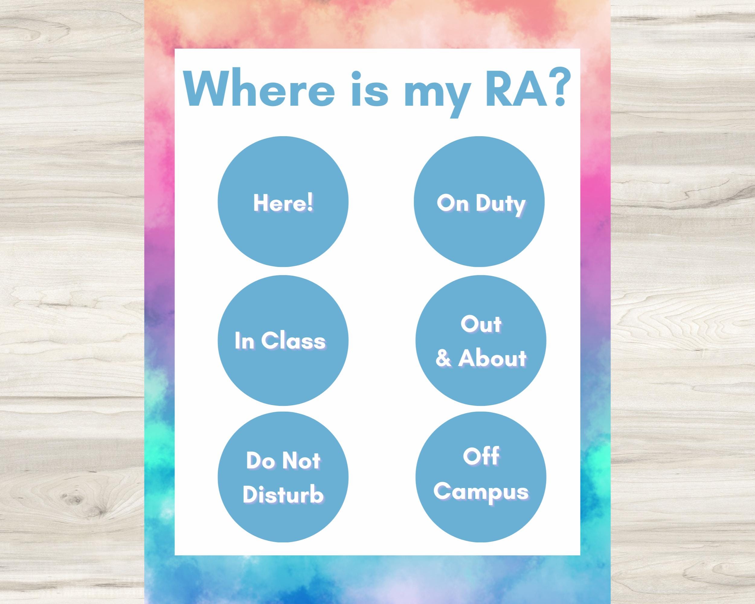 RA Door Sign Editable Watercolor Resident Advisor Sign | Digital ...