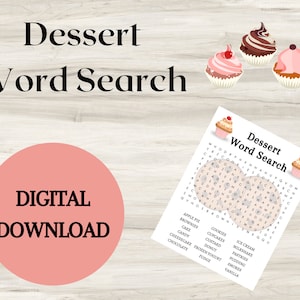 Dessert Word Search | Kids Party Games | Birthday Games - Etsy