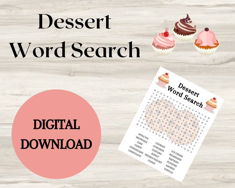 Dessert Word Search | Kids Party Games | Birthday Games - Etsy
