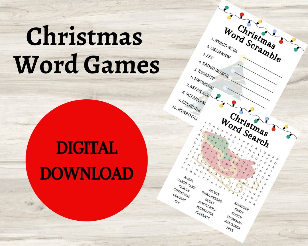 Christmas Word Games Kids And Adults Etsy Christmas Word Games Kids And Adults Etsy