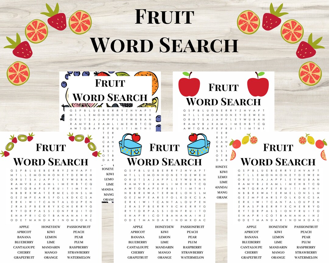 Fruit Word Search - Etsy