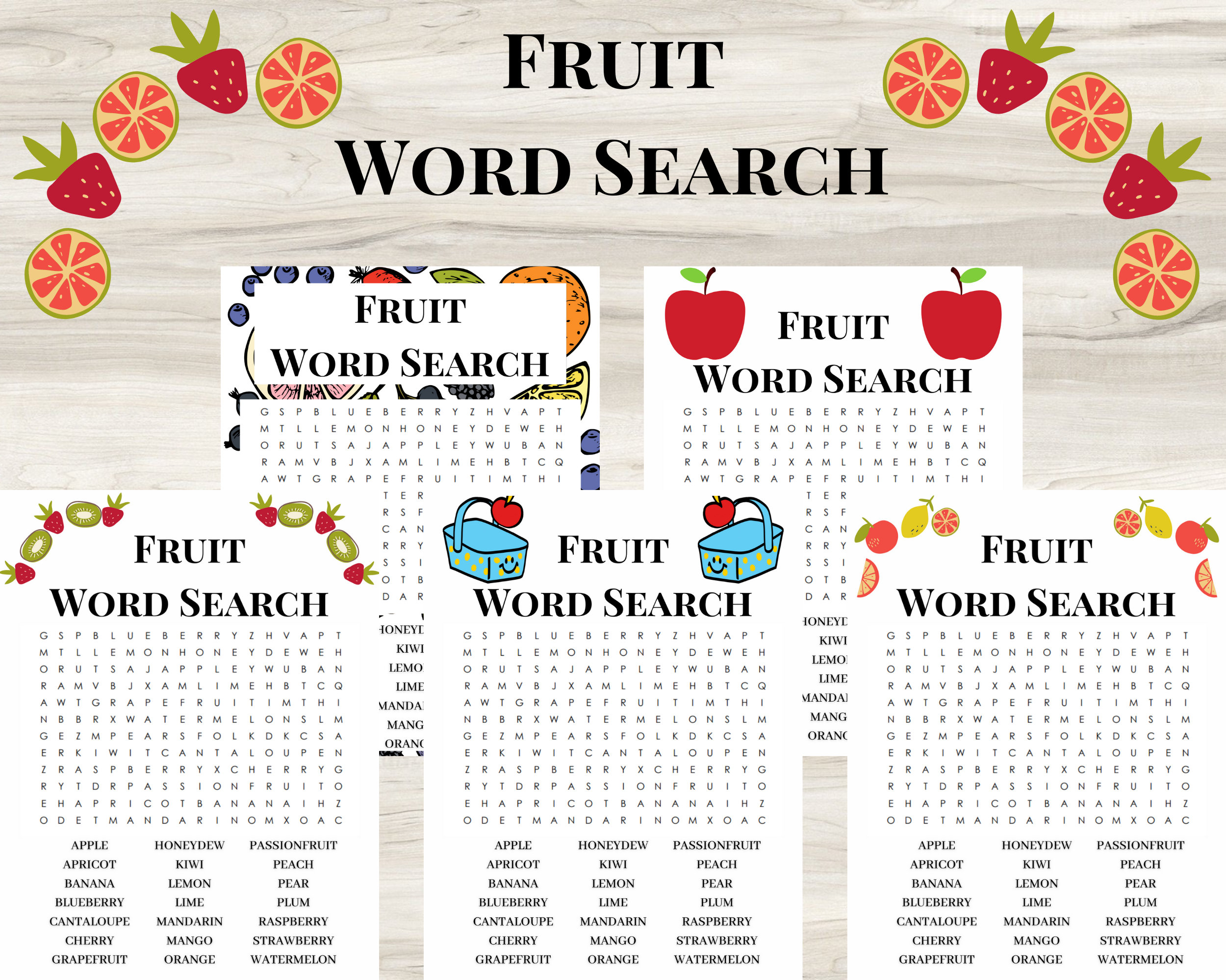 Fruit Word Search - Etsy
