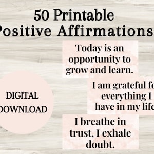 50 Pink Printable and Editable Positive Affirmations | Self-care ...