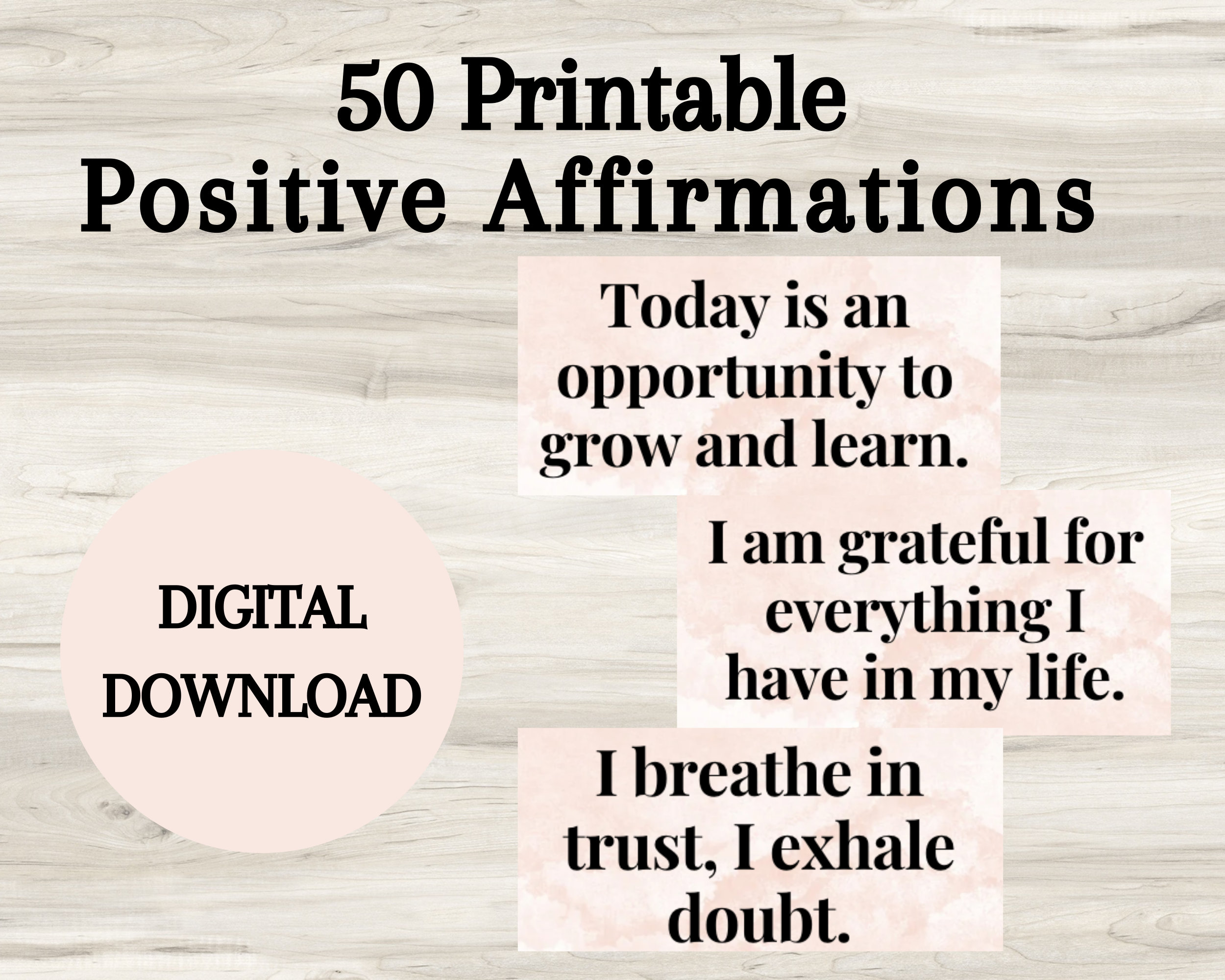 50 Pink Printable and Editable Positive Affirmations | Self-care ...