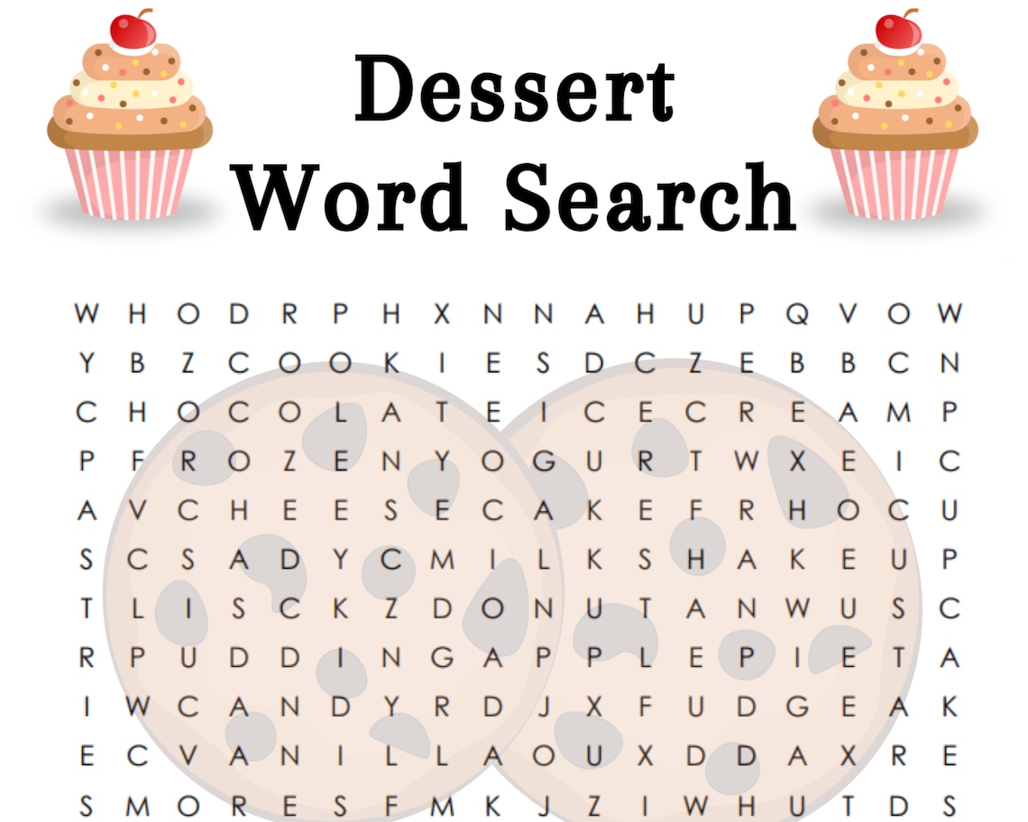 Dessert Word Search | Kids Party Games | Birthday Games - Etsy