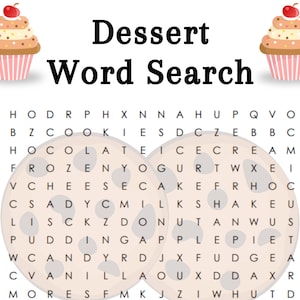 Dessert Word Search | Kids Party Games | Birthday Games - Etsy