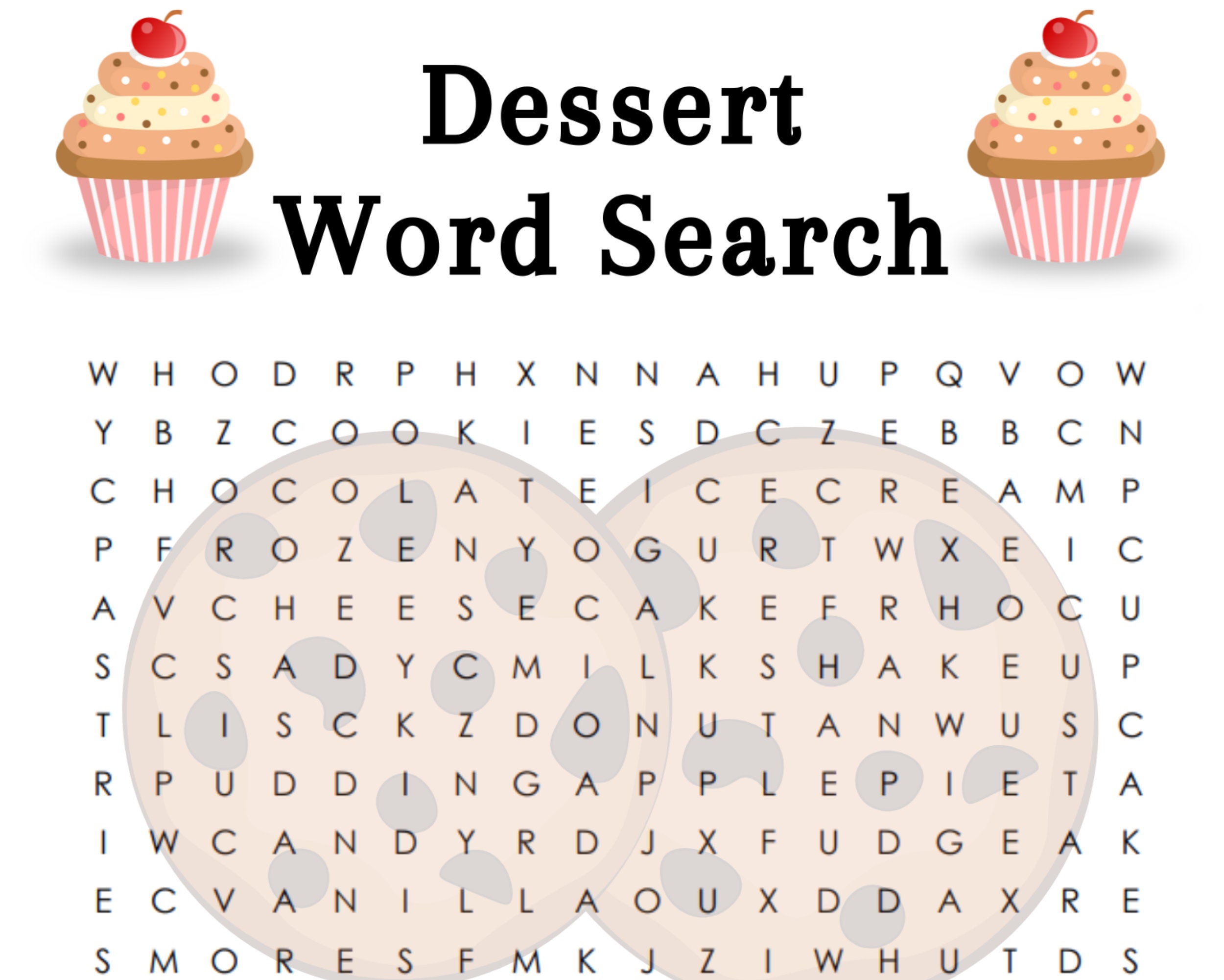 Dessert Word Search | Kids Party Games | Birthday Games - Etsy