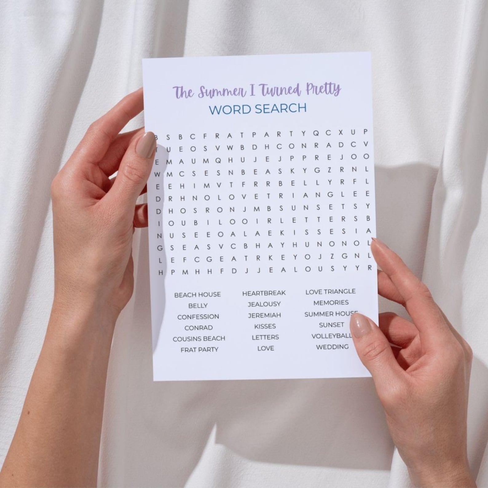 Summer I Turned Pretty Word Search Printable Digital Download Watch ...