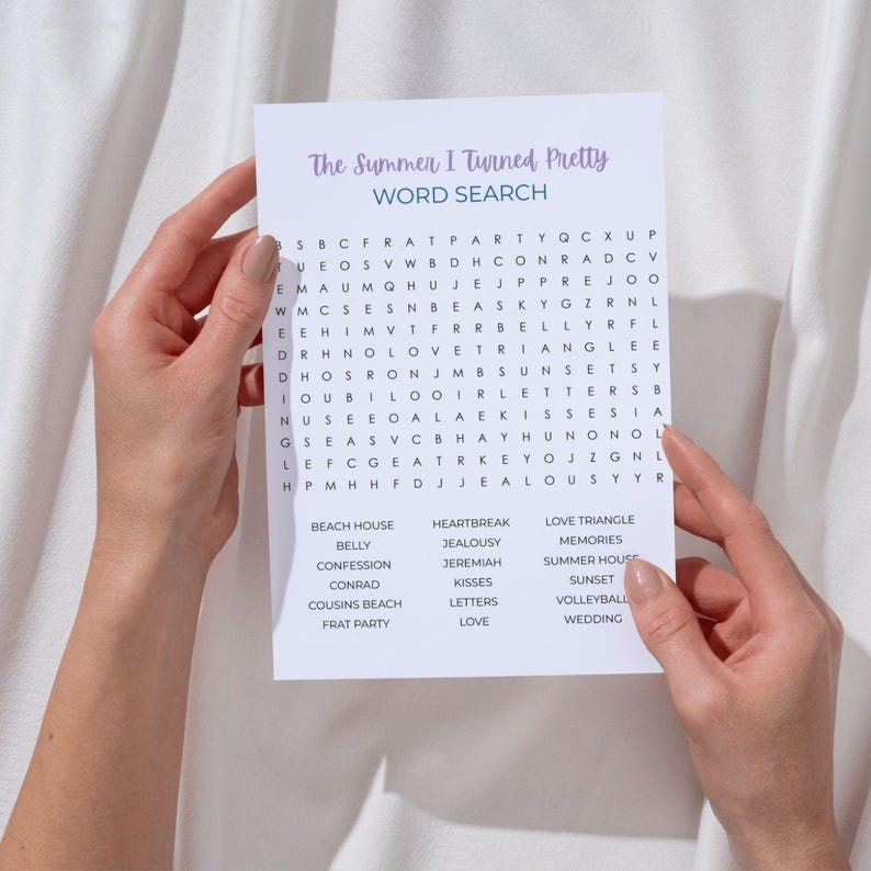 Summer I Turned Pretty Word Search Printable Digital Download Watch ...
