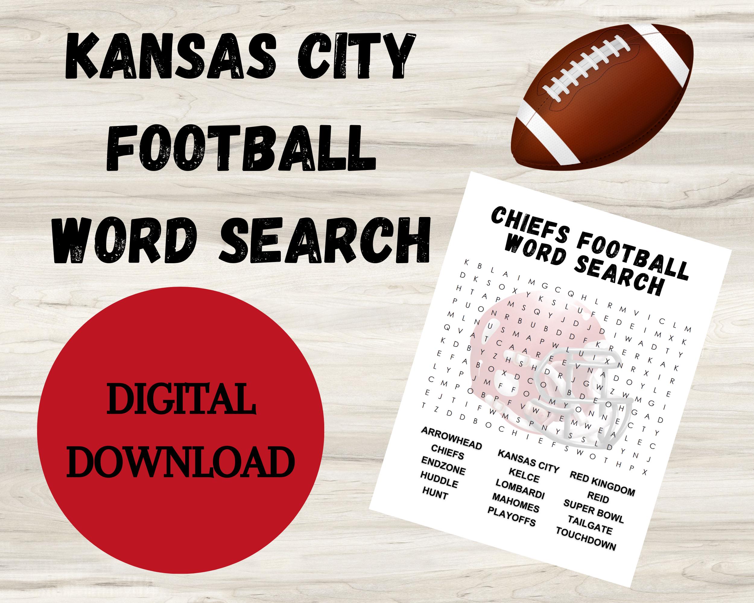 Kansas City Football Word Search | Instant Download | Printable Puzzle ...