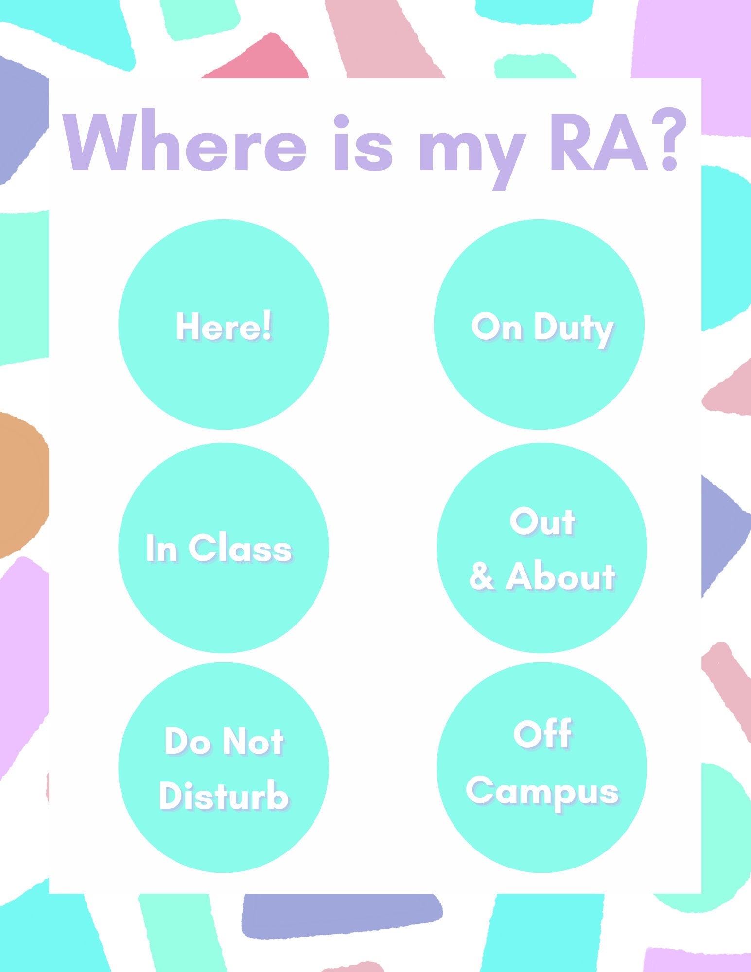 RA Door Sign Editable Geometric Resident Advisor Sign | Digital ...