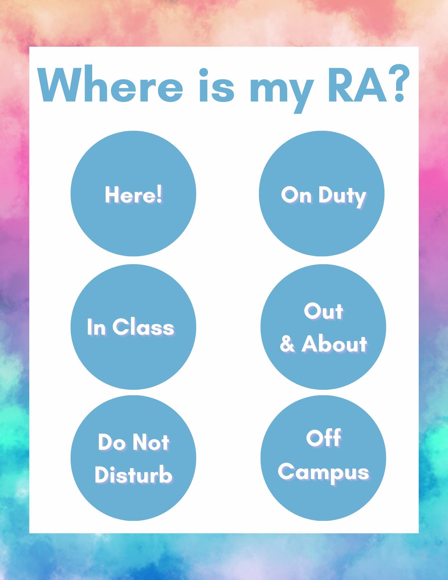 RA Door Sign Editable Watercolor Resident Advisor Sign | Digital ...