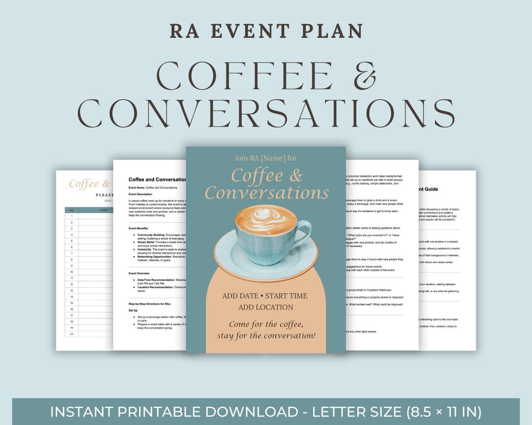 RA Coffee and Conversations Event Guide | Editable Templates (digital ...