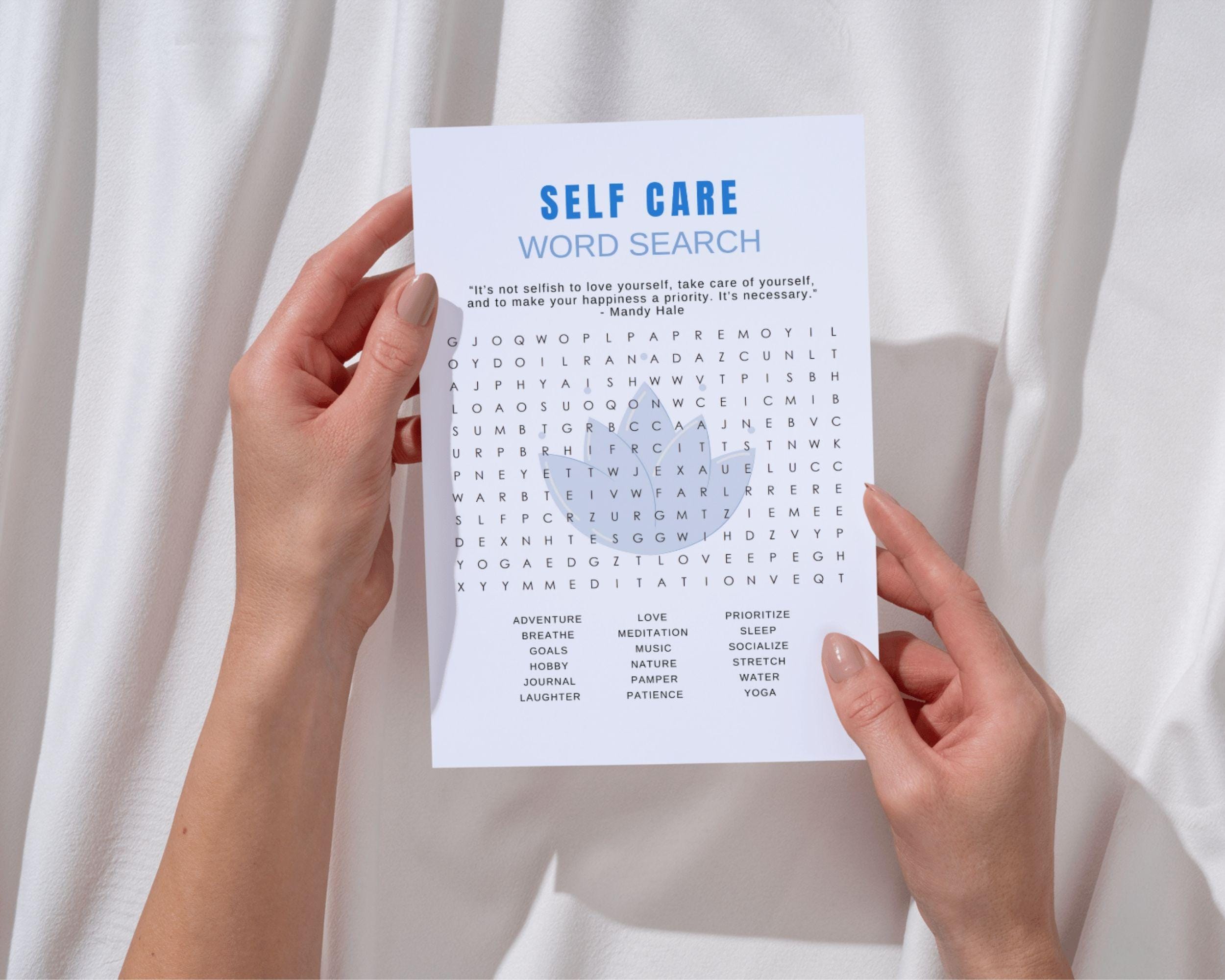 Self Care Word Search Printable Digital Download Relaxation Activity ...