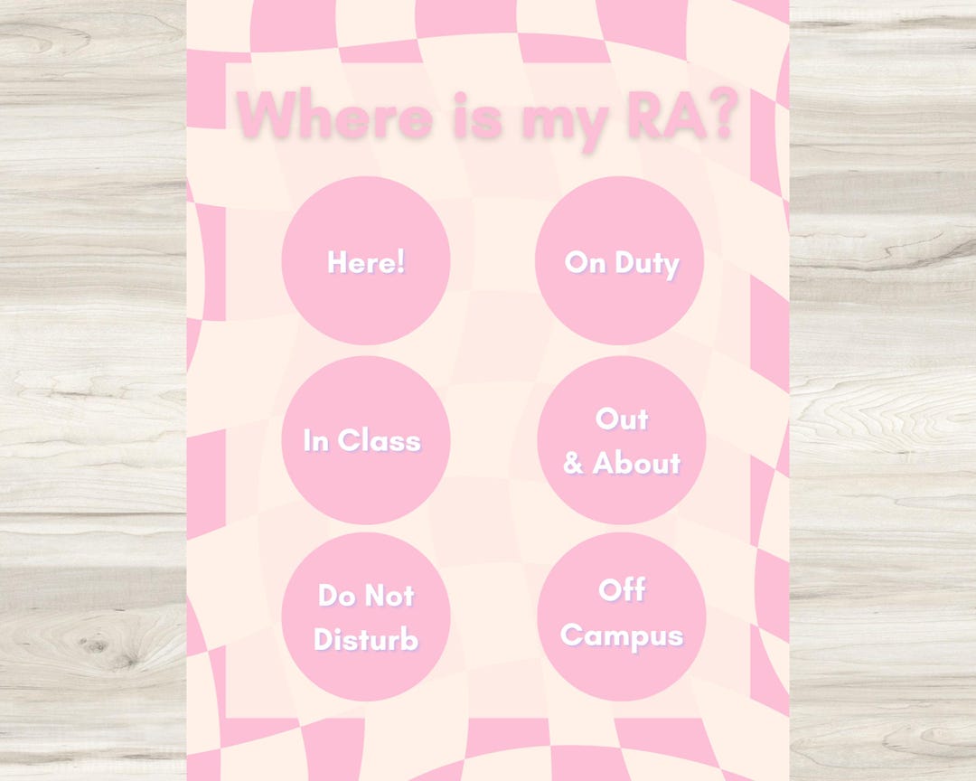 RA Door Sign Editable Pink Checker Resident Advisor Sign | Digital ...