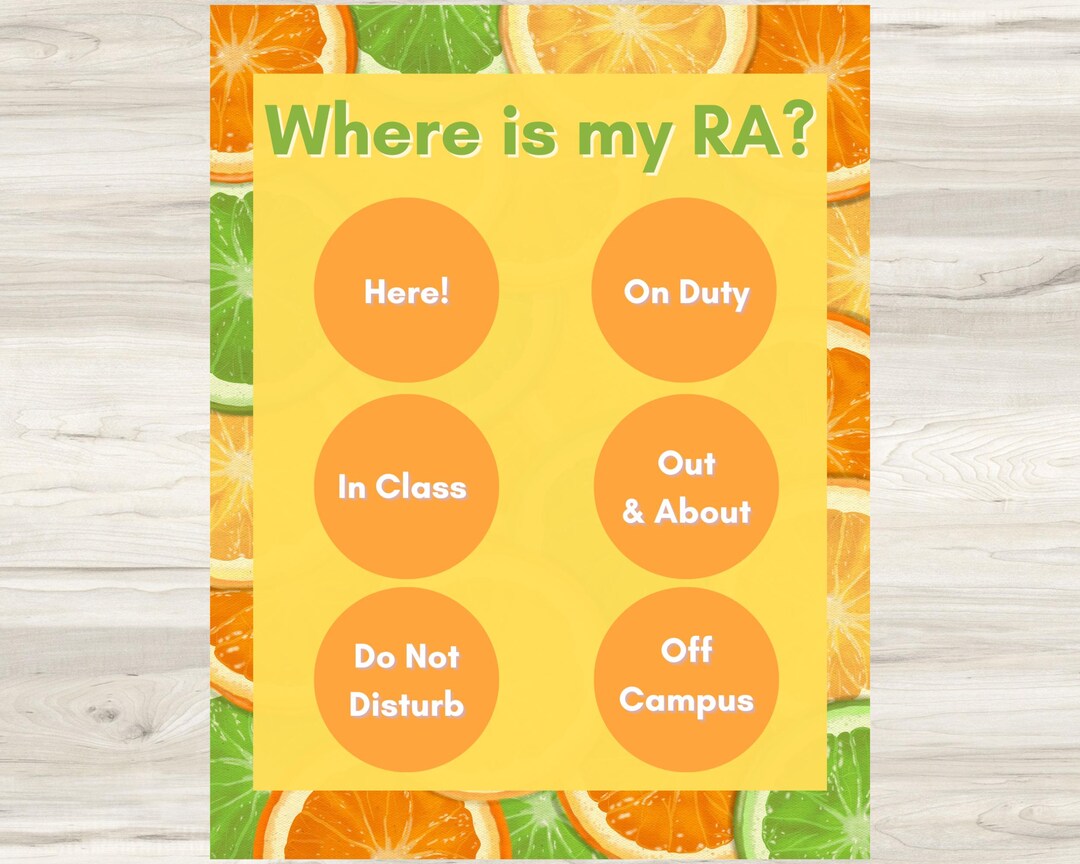 Citrus RA Door Sign | Editable Resident Assistant Board (digital ...