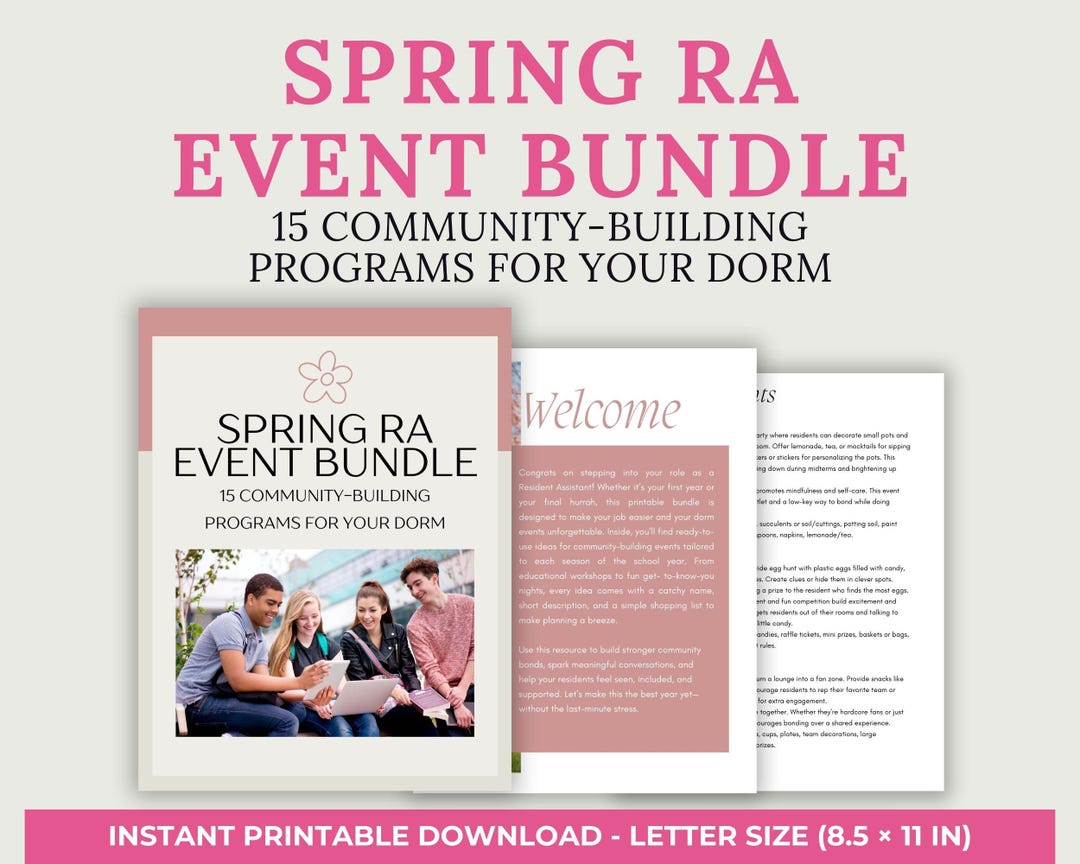 Spring RA Event Planner Printable, Dorm Activity Ideas for Resident ...