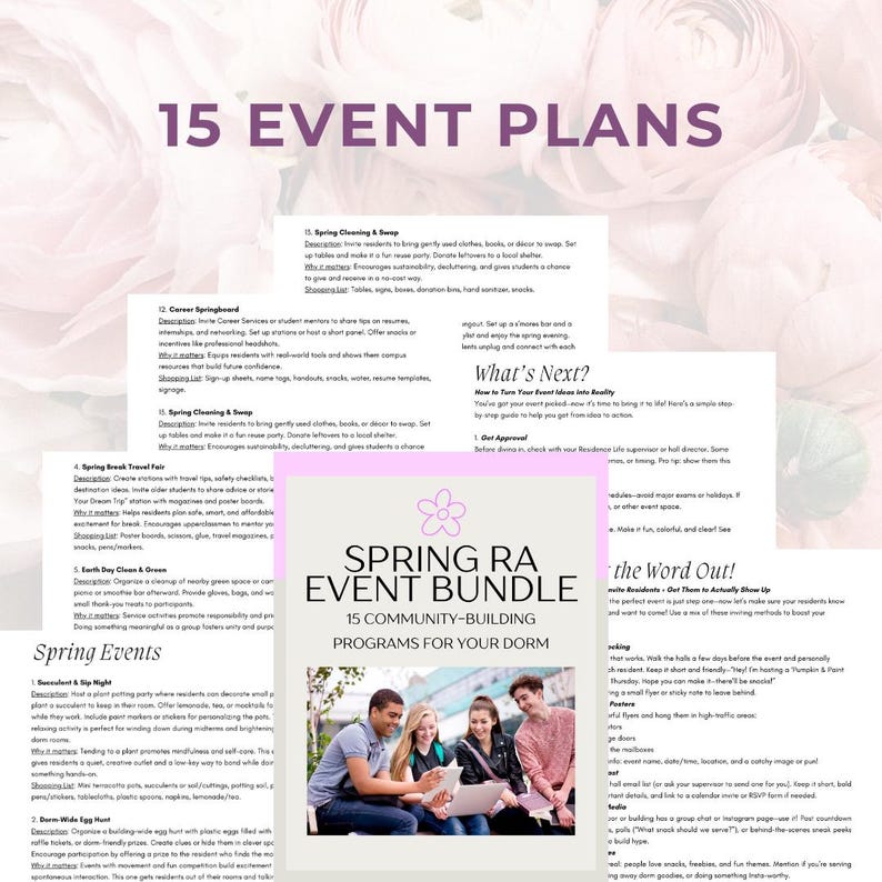Spring RA Event Planner: 15 Dorm Activity Ideas (PDF) - Etsy